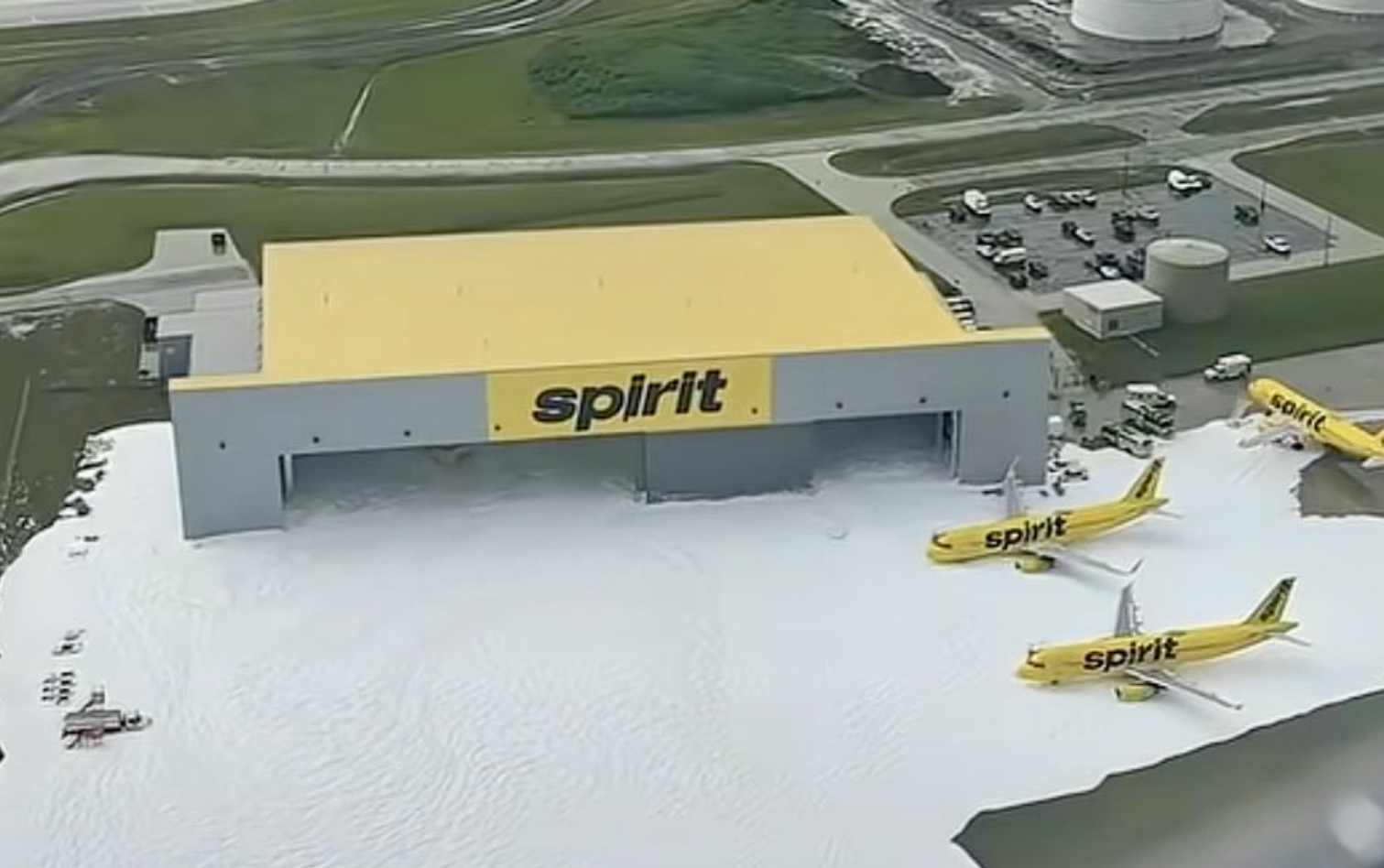 Spirit Airlines Planes Covered in Foam After Sprinkler Mishap - ATX ...